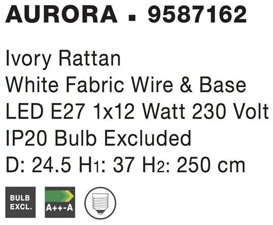 Nova Luce Závěsné svítidlo AURORA, ratan, E27 1x12W Barva: Hnědá