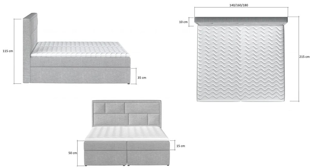 manželská postel boxspring MERON ,Grande 81, 160x200cm