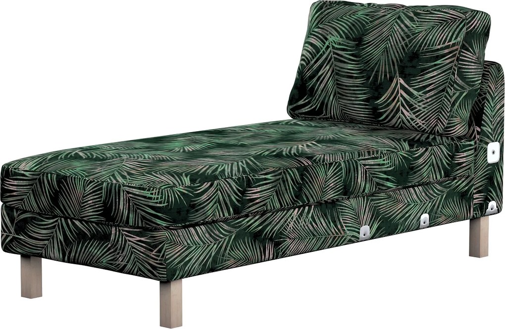 Potah na přídavný šezlong IKEA Karlstad, krátký barva zelená látka sametová, vzorované