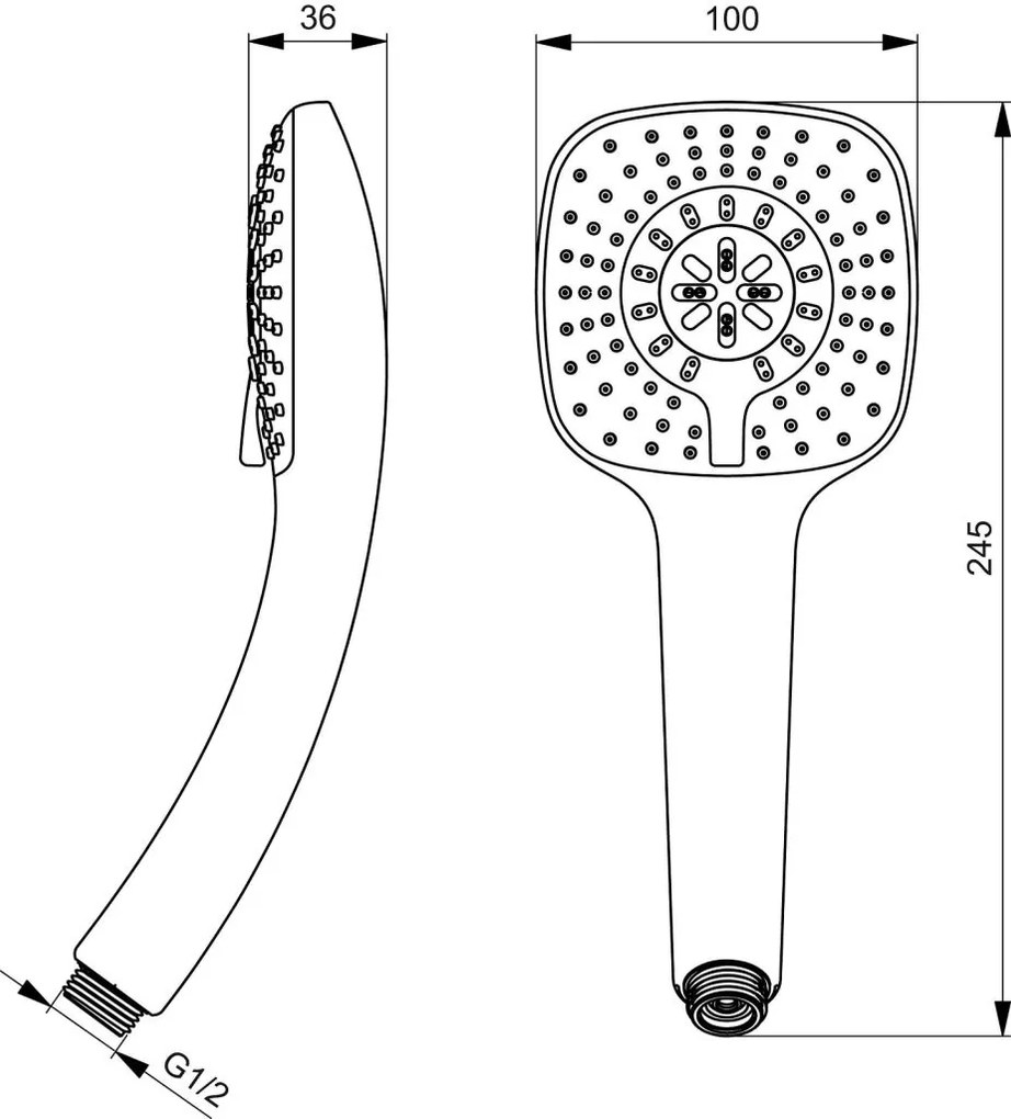 IDEAL STANDARD - Idealrain Cube Ruční sprcha M3 100 mm, 3 proudy, chrom B0003AA