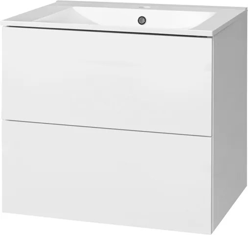 Mereo Mereo, Aira, koupelnová skříňka s keramickým umyvadlem 61 cm, bílá, dub, šedá, CN710