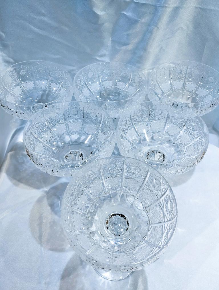Broušené otevřené sklenice na šampaňské, PK 500, 340 ml, 6 ks