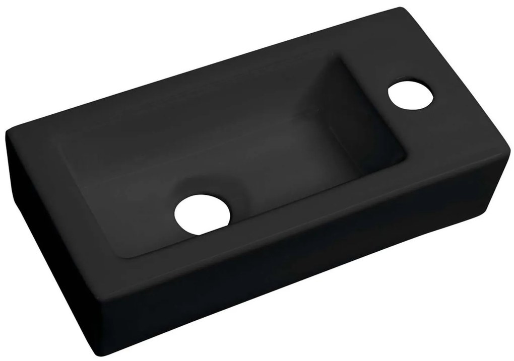 Sapho Small - Umývátko ZOE 37x18 cm, bez přepadu, otvor pro baterii vpravo, černá mat AR495B