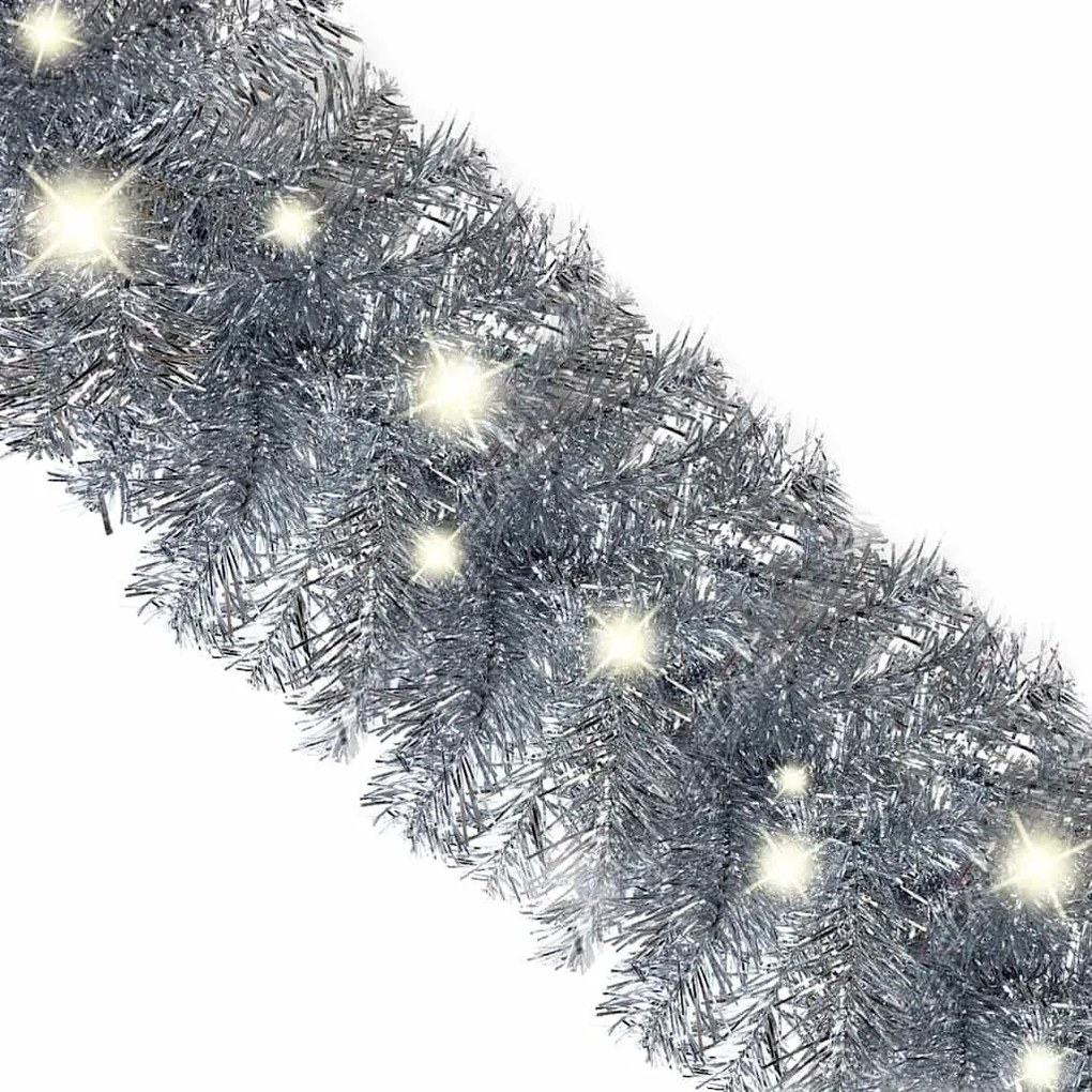 Vánoční girlanda s LED světýlky 10 m stříbrná 329205