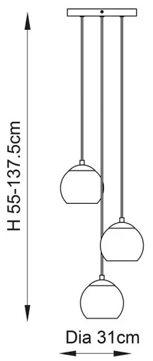 Endon 91971 - Lustr na lanku DIMPLE 3xE14/25W/230V zlatá/kouřová béžová