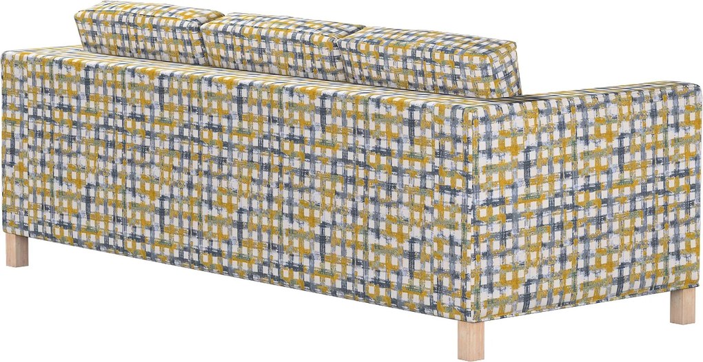 Potah na pohovku IKEA Karlanda 3-místná nerozkládací, krátký barva modrá látka pletený vzor, vzorované