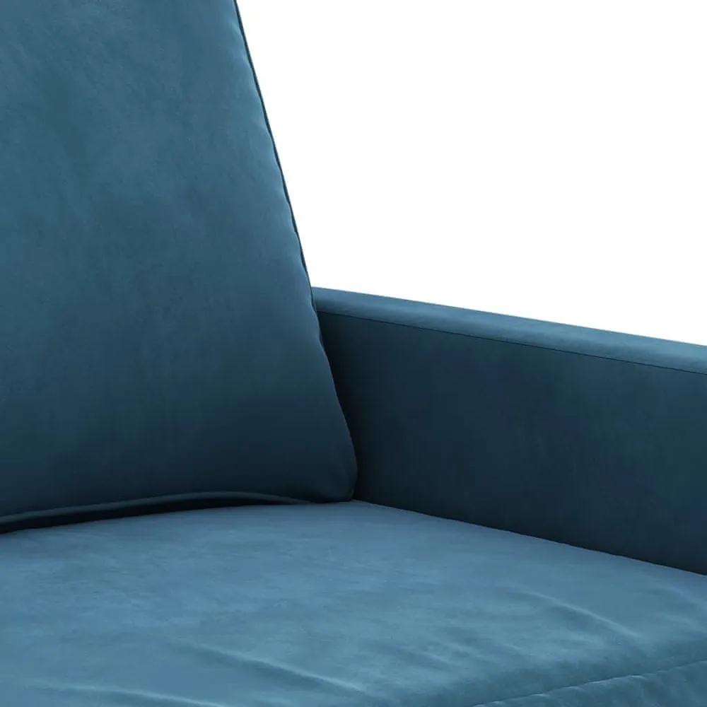 Petromila 3dílná sedací souprava s polštáři modrá samet