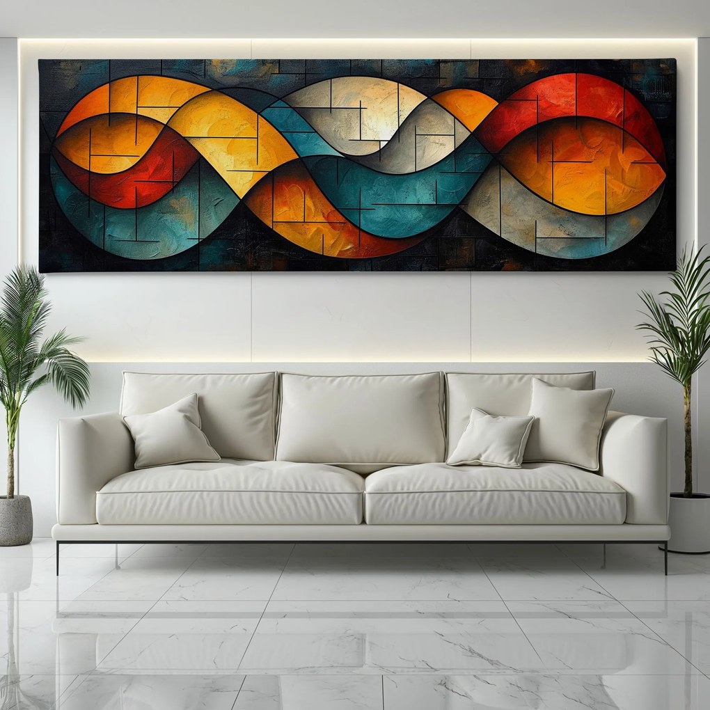 Obraz na plátně - Melodie Geometrie FeelHappy.cz Velikost obrazu: 150 x 50 cm