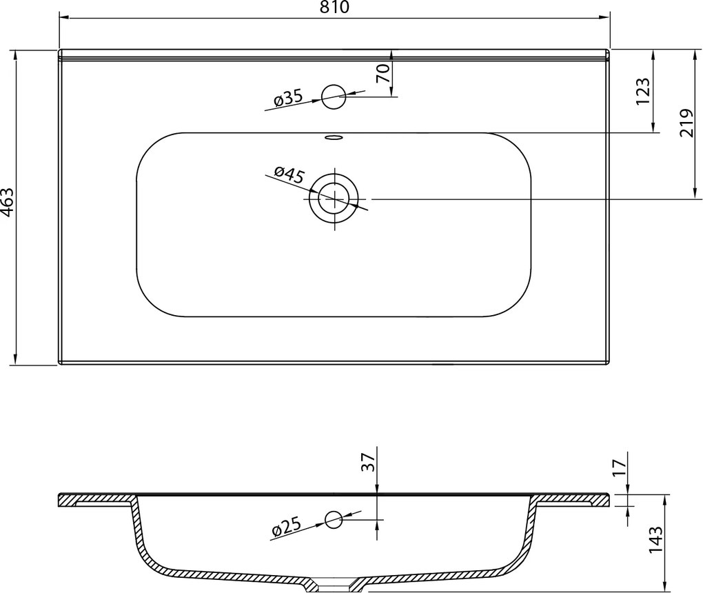 Sapho Sapho, SIDRA umyvadlo, litý mramor, 81x46cm, bílá, SD081
