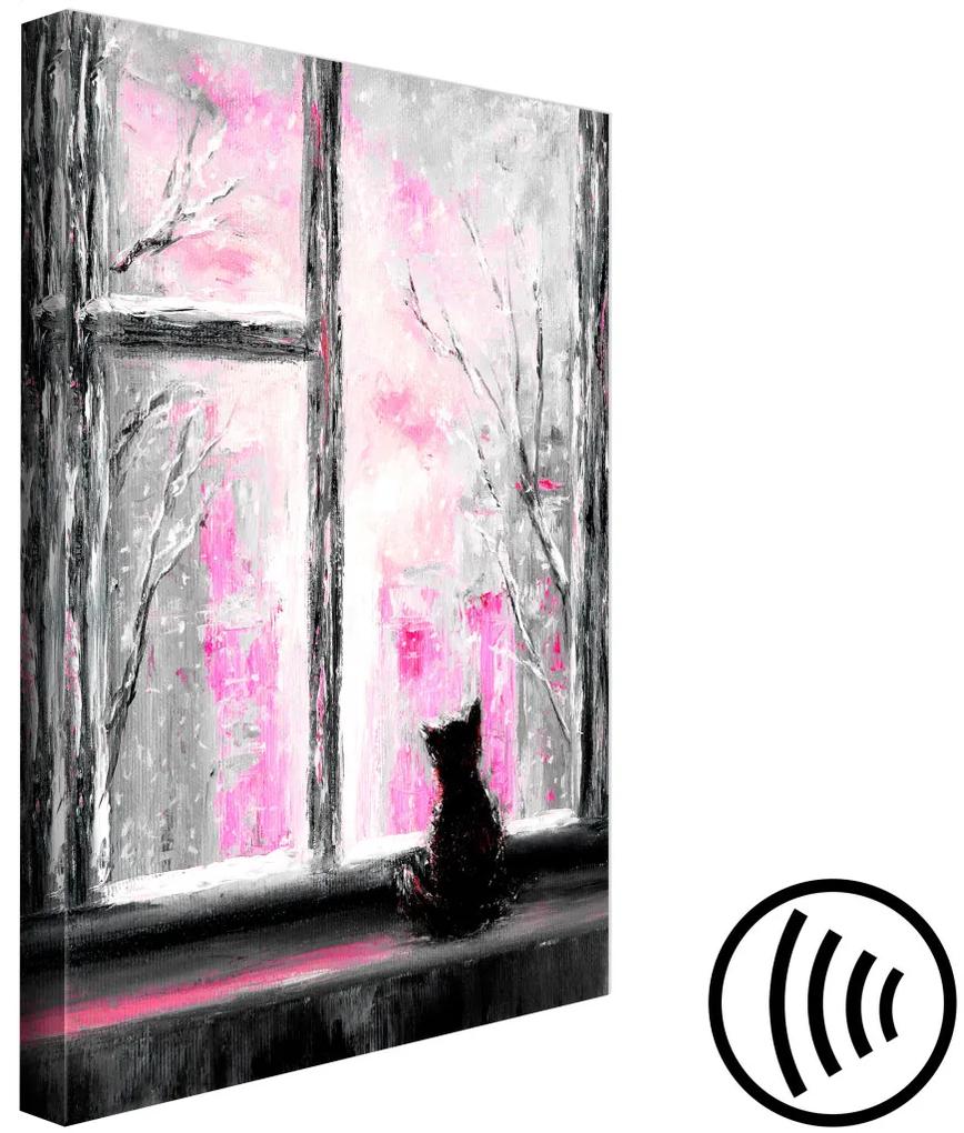 Obraz Toužící koťátko (1-dílný) vertikální růžový
