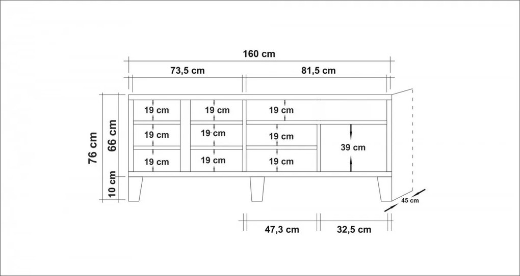 TV stolek Marina Mila 160 cm borovice atlantská