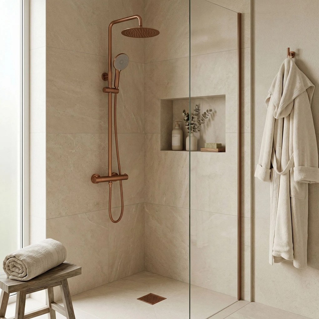 Rea Lungo, sprchová souprava s termostatickou baterií, měděná matná, REA-P6734