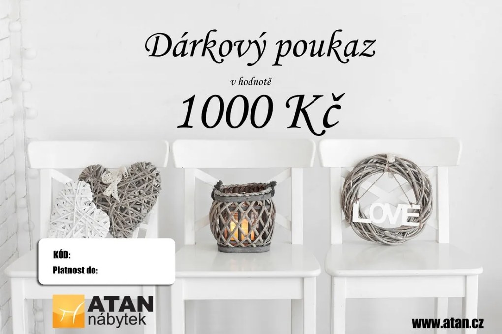 ATAN Dárkový poukaz v hodnotě 1000 Kč Elektronický