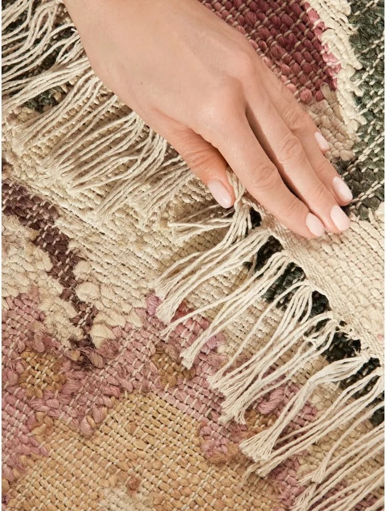 Krémový ručně tkaný jutový běhoun 80x200 cm Roya Violette – Elle Decoration