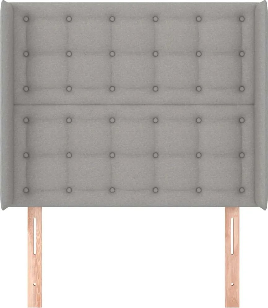 Čelo postele typu ušák světle šedé 83x16x118/128 cm textil 3119988
