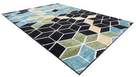 koberec POLI 9139A krychle 3D černý / modrý velikost 160x220 cm | krásné koberce cz