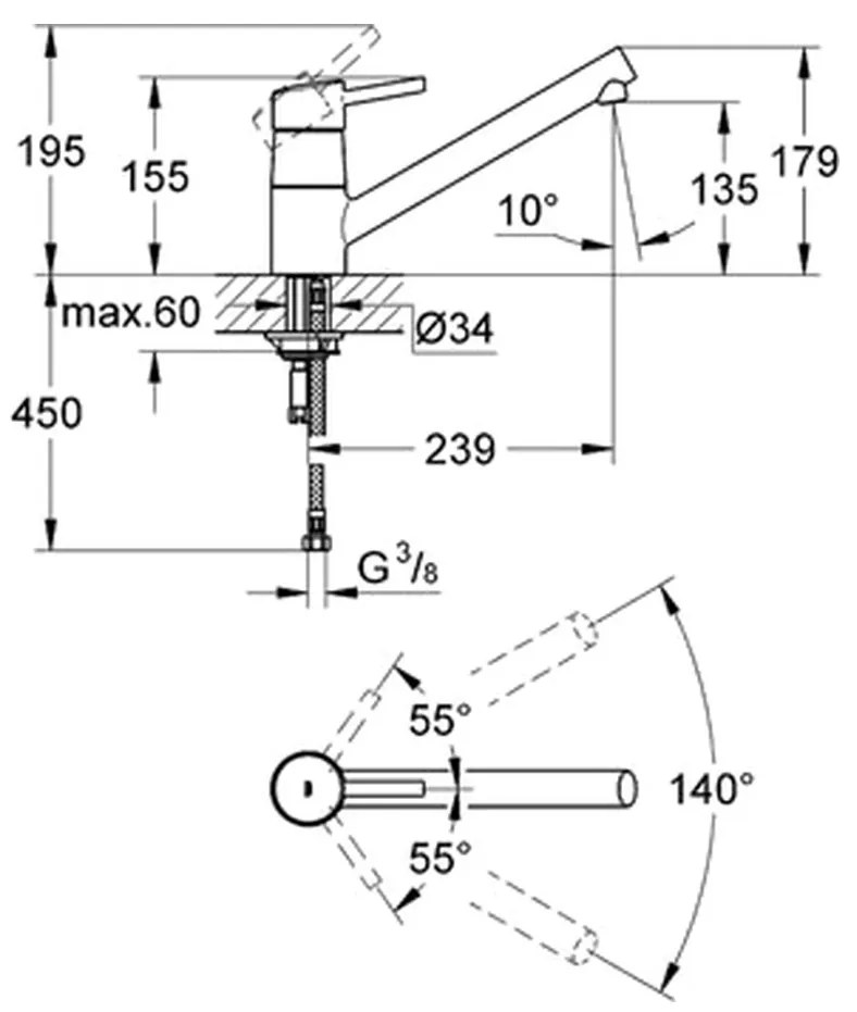 Grohe Concetto - Páková dřezová baterie, chrom 32659001