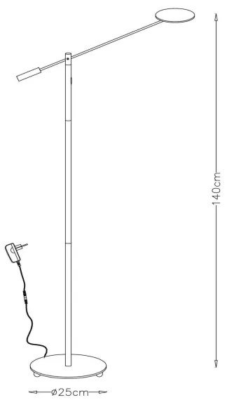 Lucide 19766/09/30 - LED Stmívatelná stojací lampa ANSELMO LED/9W/230V černá