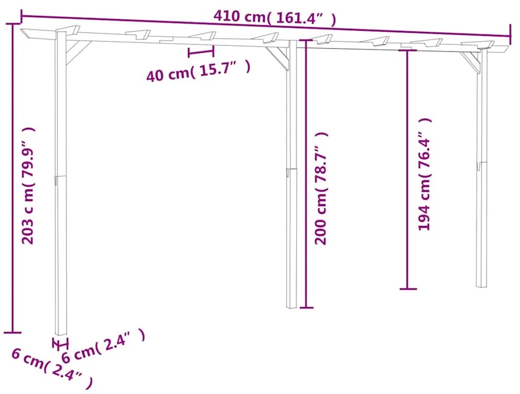 vidaXL Marketos Zahradní pergola 410 x 40 x 203 cm dřevo