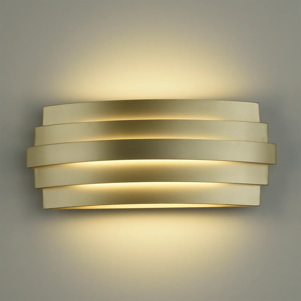 ACB Iluminacion Nástěnné LED svítidlo LUXUR, š.30 cm, 20W, CRI90, CCT switch 2700-3000K Barva: Zlatá, Stmívání: TRIAC