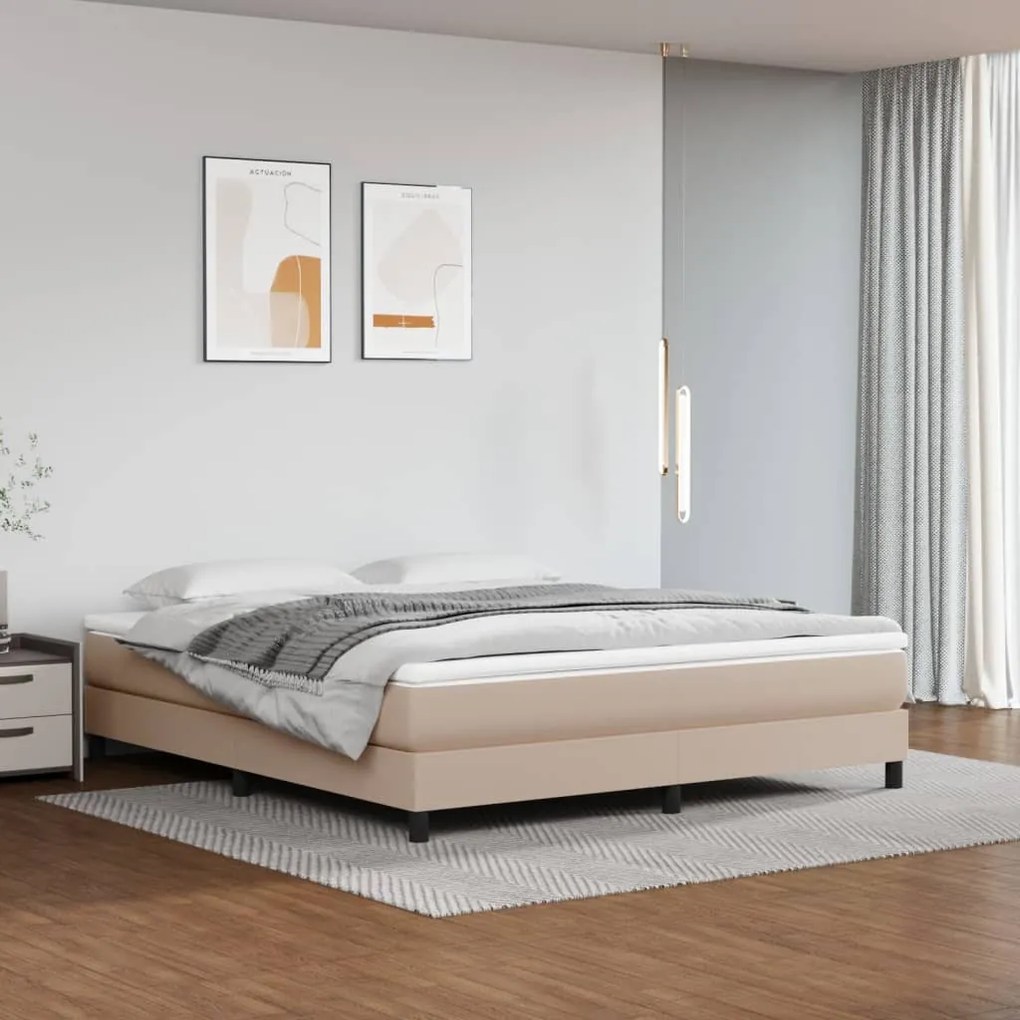 Rám postele s boxspringem cappuccino 160x200 cm umělá kůže 3120711