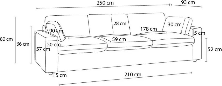Oranžová manšestrová pohovka 250 cm Belair – Bobochic Paris