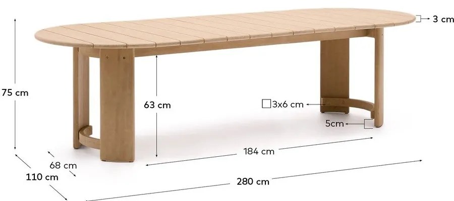 Jídelní stůl z eukalyptového dřeva 110x280 cm Xoriguer – Kave Home