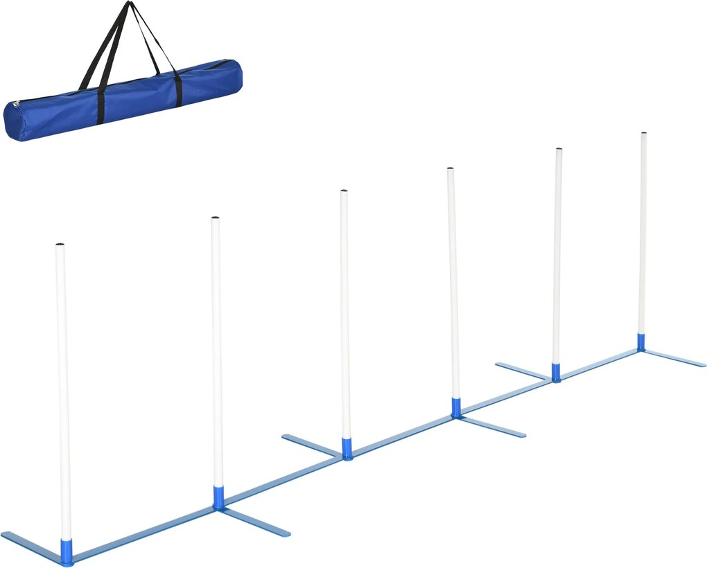 PawHut Agility set pro psy - 6dílná sada cvičebního vybavení pro výcvik psů, skládací tyče se 6 slalomovými tyčkami a taškou na přenášení | Aosom