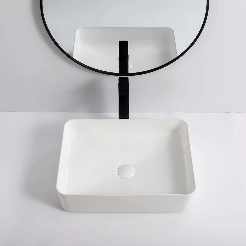Erga Madalyn, umyvadlo na desku 500x370x135 mm, bílá lesklá, ERG-V03-9674-WH