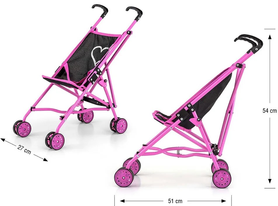 Dětský golfový kočárek pro panenky Milly Mally Julia Prestige Black