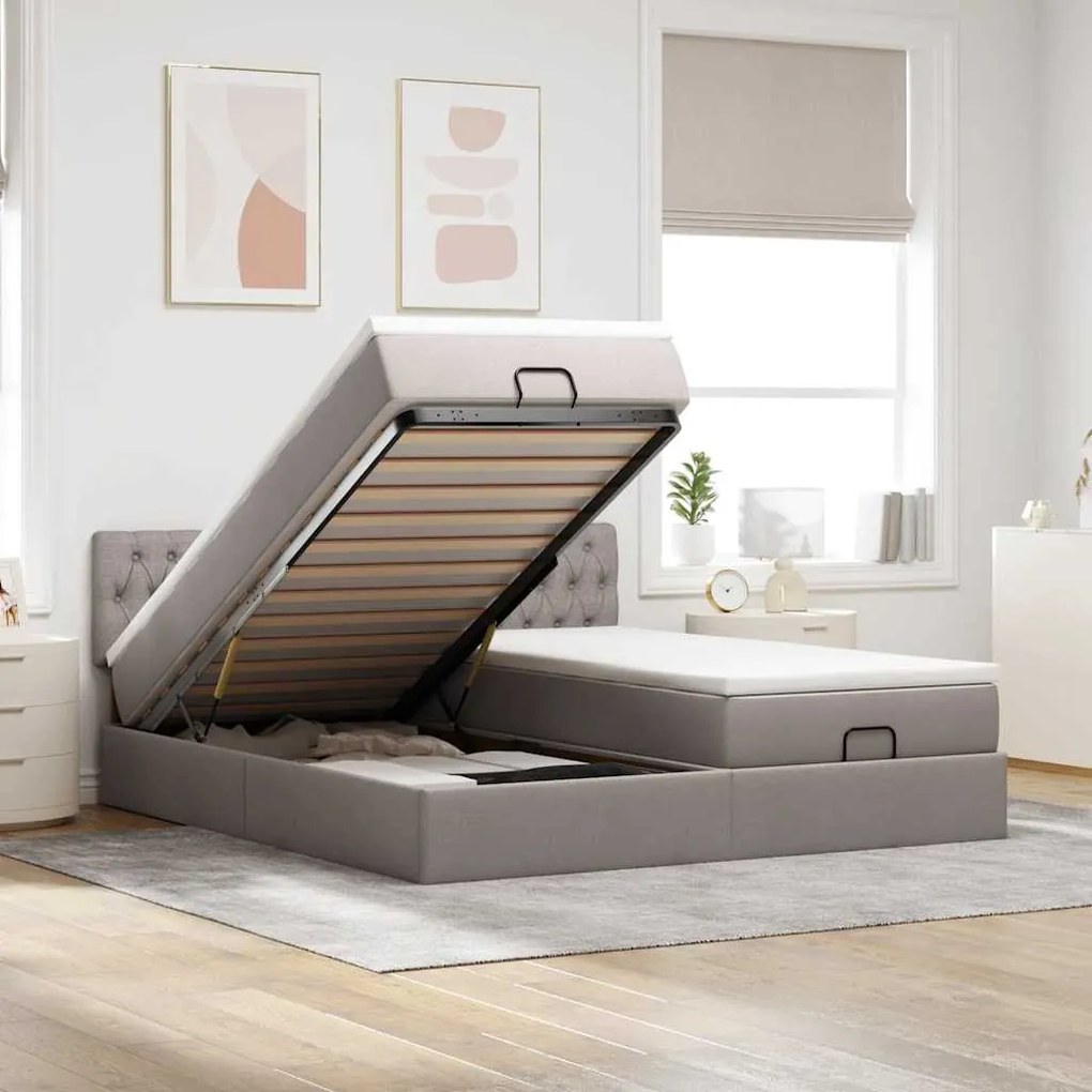 Osmanský rám postele s matracíes taupe 200x200cm textil 3312875