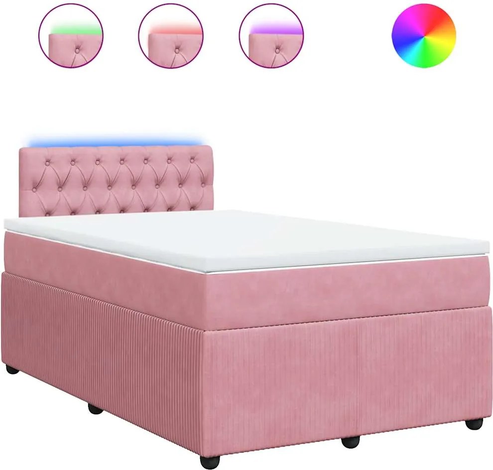 Box spring postel s matrací růžová 120 x 200 cm samet 3290021