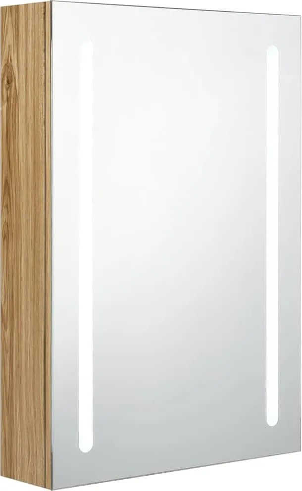 LED koupelnová skříňka se zrcadlem dub 50 x 13 x 70 cm 326499