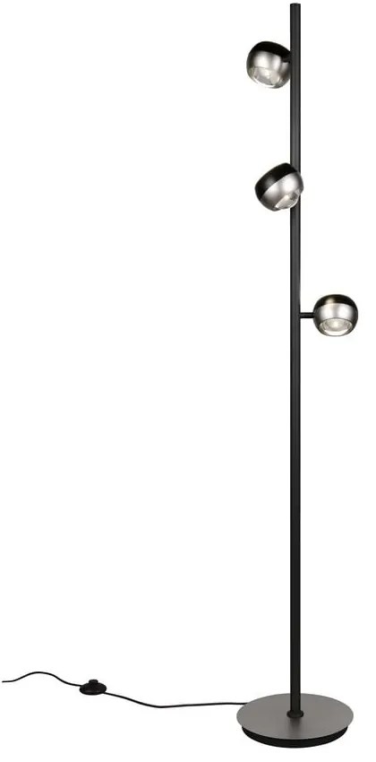 Černá/ve stříbrné barvě LED stojací lampa (výška 150 cm) Orbit – Trio Select