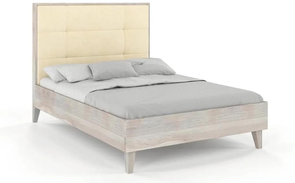 Dubová postel s čalouněným čelem Frida - bělený olej   Dub sonoma 180x200 cm