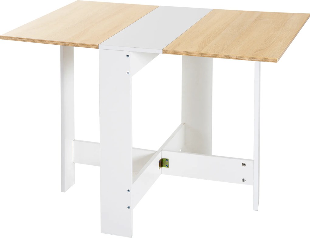 HOMCOM Skládací Jídelní Stůl Kuchyňský Stolek se 2 Sklopnými Listy pro Úsporu Místa Moderní Design 103x76x73.5cm Dřevo
