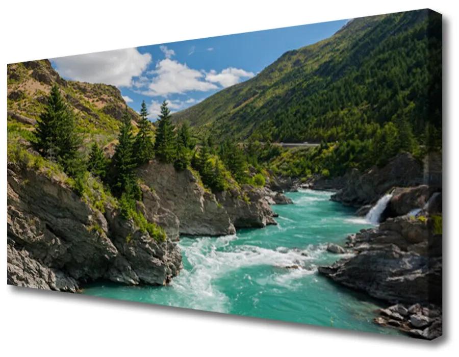 Obraz na plátně Hory Řeka Krajina 140x70 cm