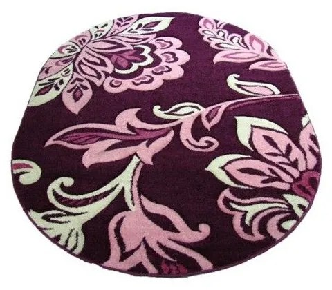 Kusový koberec Flowery fialový ovál, Velikosti 80x150cm