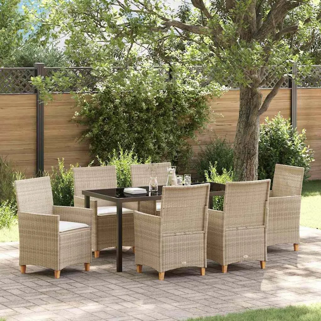 Zahradní jídelní souprava 7 pcs Béžová polyratan 3381083