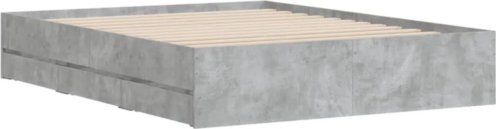 Rám postele se zásuvkami betonově šedý 140 x 200 cm kompozit 3207276