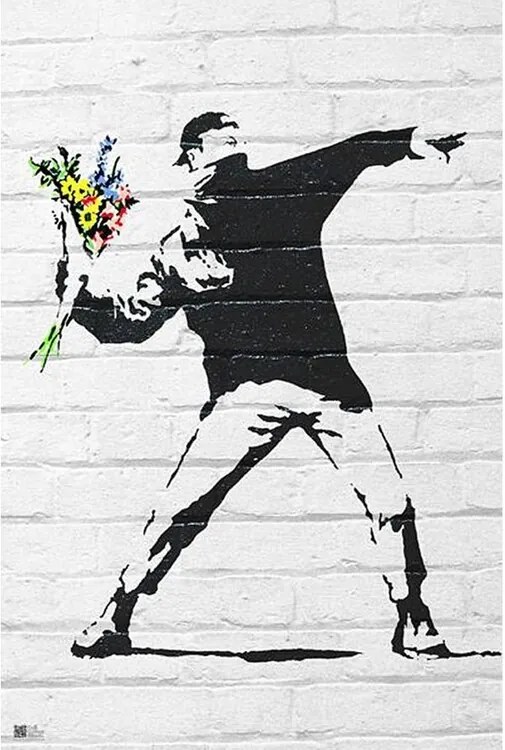 Plakát, Obraz - Banksy street art - Graffiti Throwing Flow, (61 x 91.5 cm)