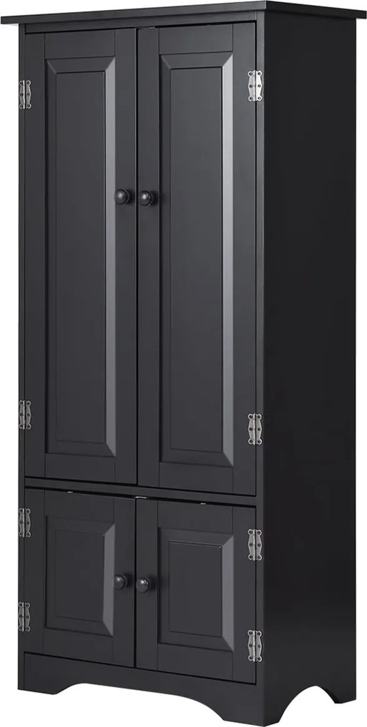 Costway Midi skříňka boční vysoká deska vysoká dřevo – 59 × 32 × 123 cm, černý