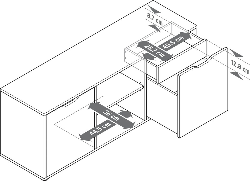 Tchibo - Nízká skříňka se zásuvkami - barva: bílá