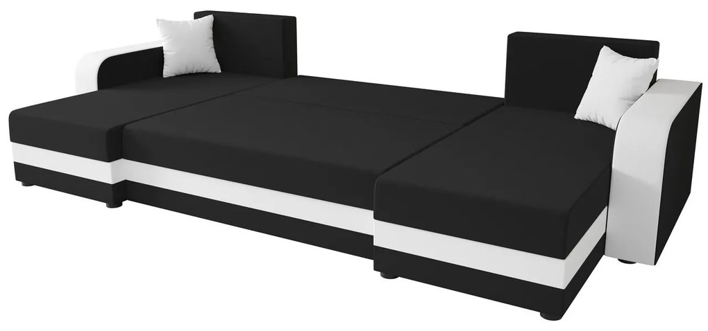 Moderní sedačka do U s opěrkami HORTENZIE - černá / bílá