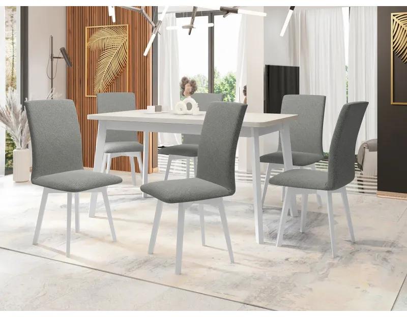Jídelní jídelní stůl se 6 židlemi AL24, Barva dřeva: sonoma-L, Potah: Zetta 297, Barvy nožiček: Bíla