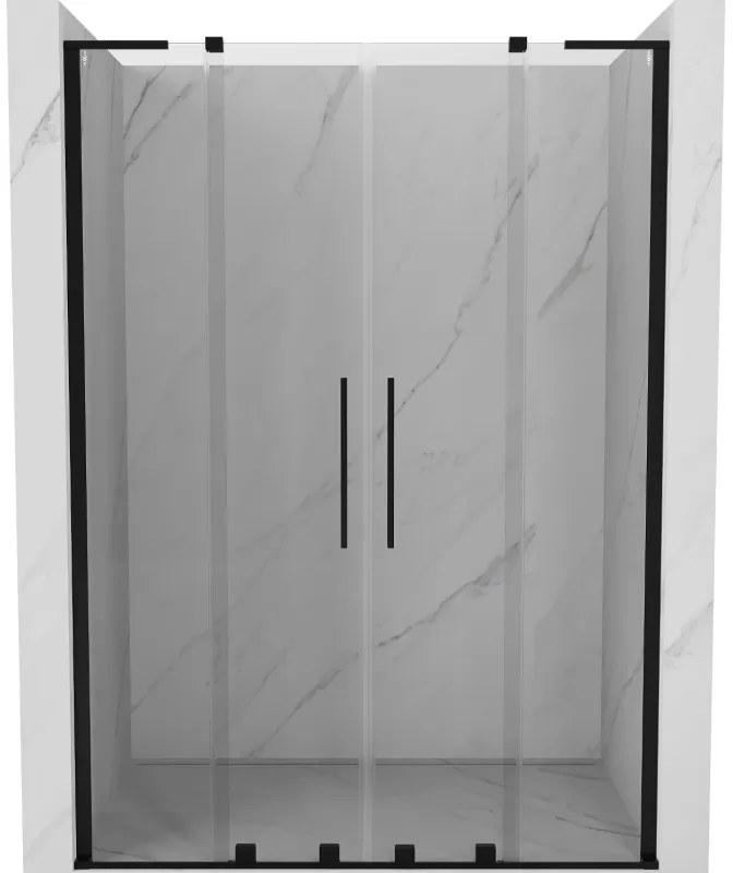 Mexen Velar L Duo, posuvné sprchové dveře do otvoru 140 cm, 8mm čiré sklo, černá matná, 871-140-003-02-70