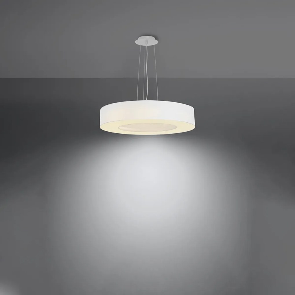 Závěsné svítidlo Saturno Slim, 1x bílé textilní stínítko, (bílý plast), (fi 50 cm)