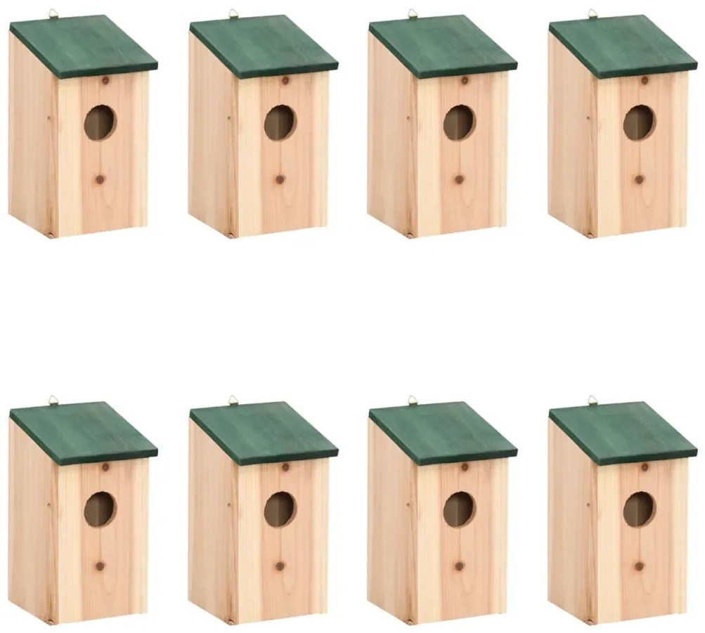 Ptačí budky 8 ks dřevěné 12 x 12 x 22 cm 276006