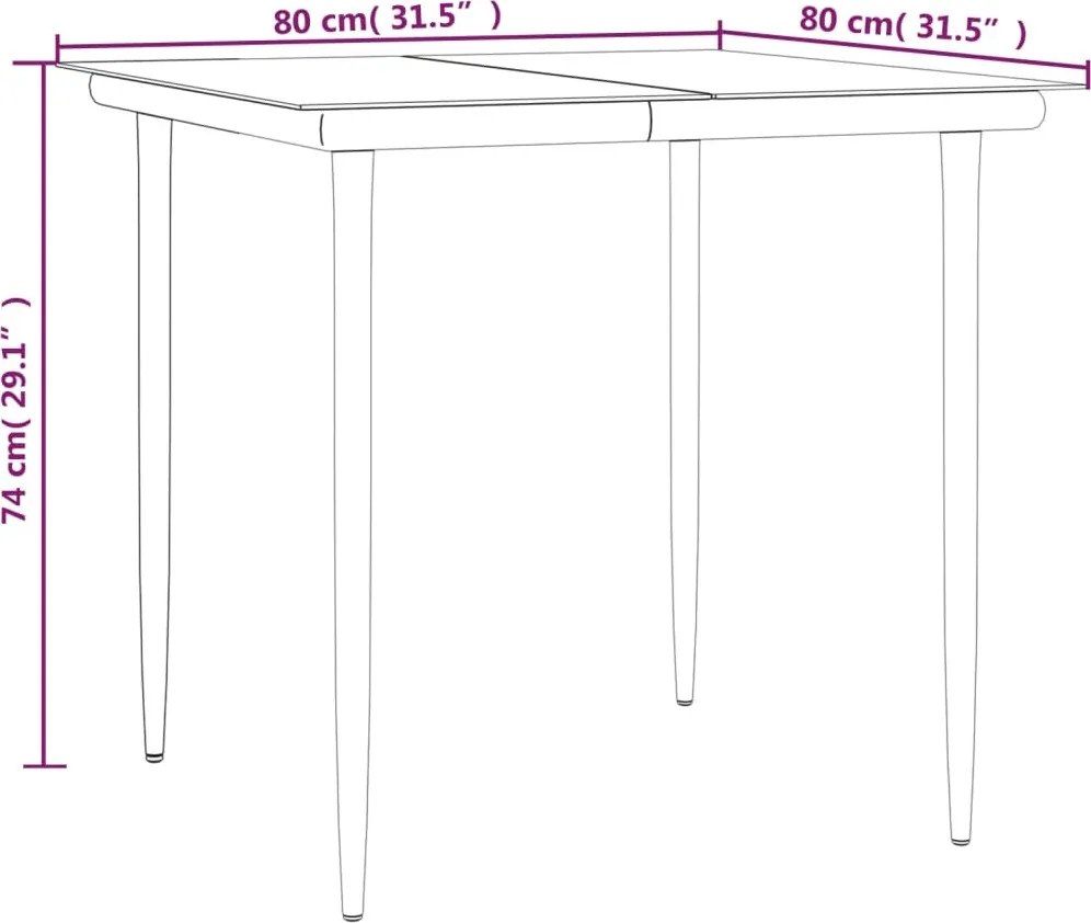 vidaXL 3dílný zahradní jídelní set černý ocel a textilen [3200718]