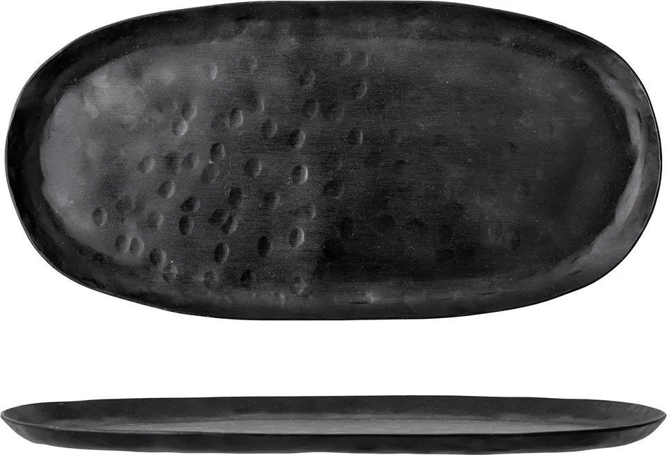 Bloomingville Černý kovový podnos s tepanými detaily 34x16,5 cm